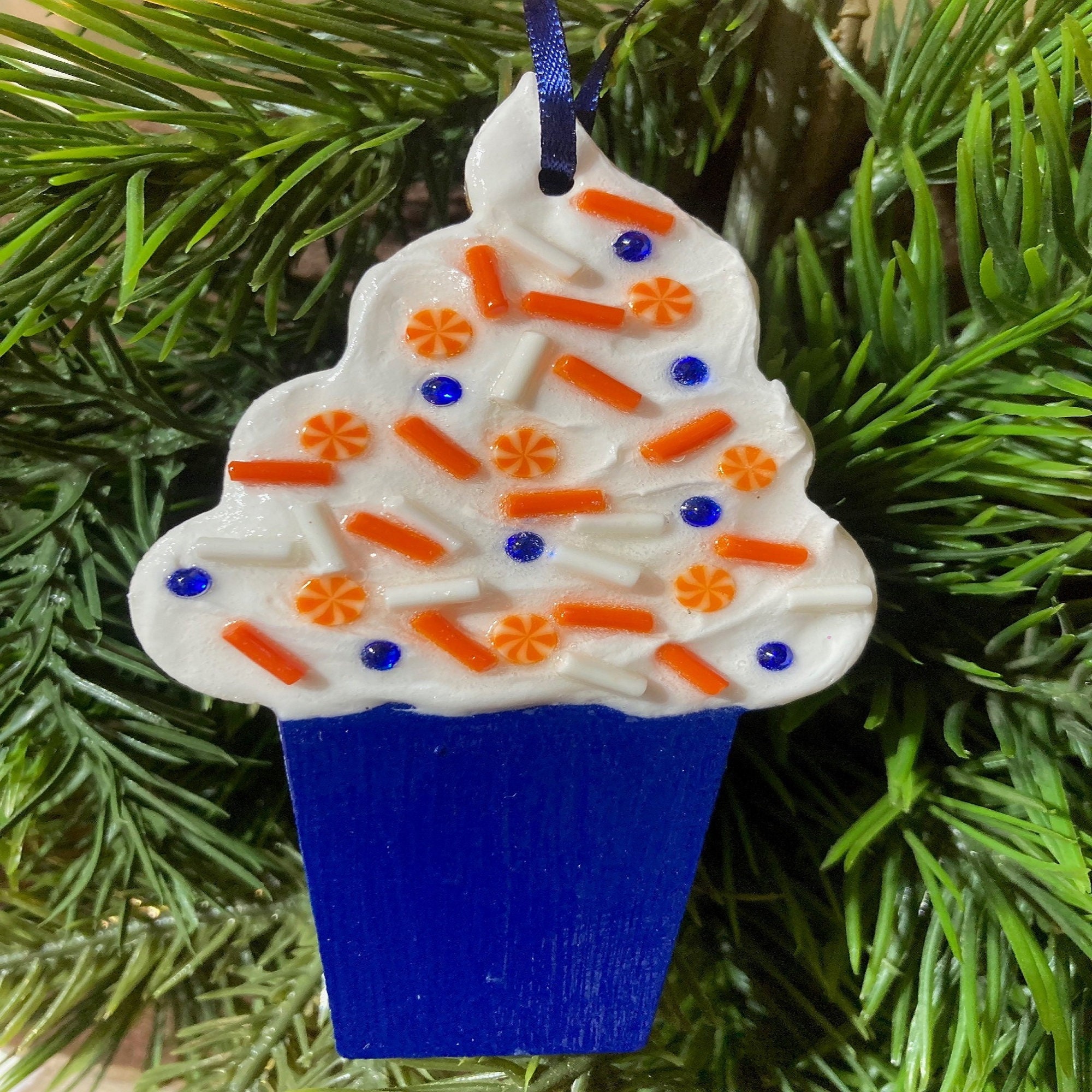 Blue and Orange go Team Ice Cream Cone Christmas Ornament - Etsy