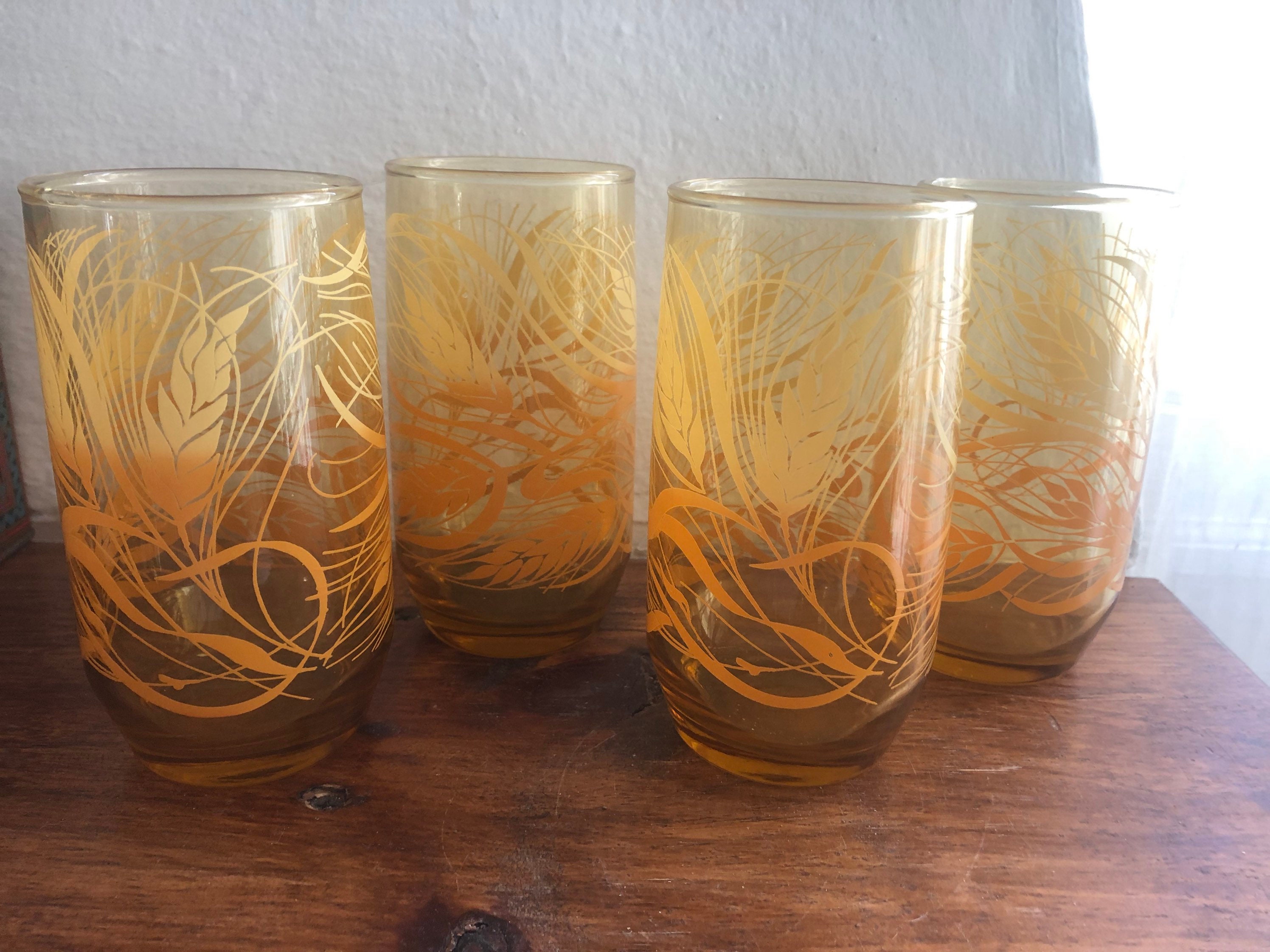 Vintage Anchor Hocking Wheat Glasses Golden Wheat Drinking - Etsy