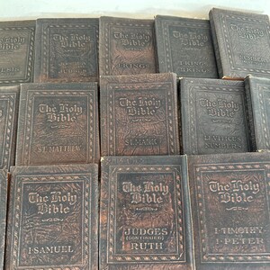 Antique Little Leather Library 1920's the Holy Bible Mini Books - Etsy