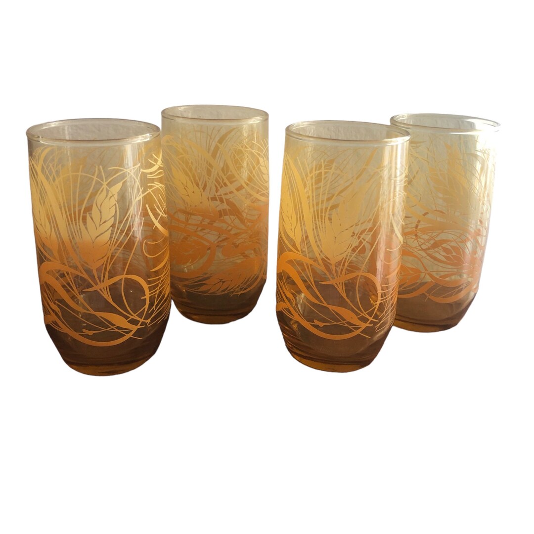 Vintage Anchor Hocking Wheat Glasses Golden Wheat Drinking Water ...