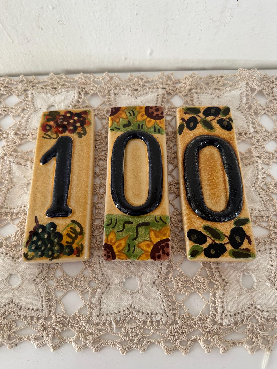 Vintage Terracotta Hand Painted House Numbers 100 - Etsy