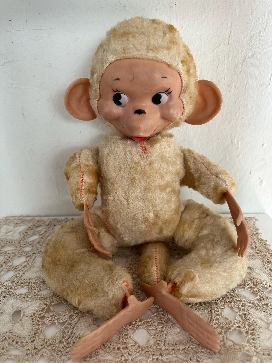 Vintage Rubber Face Monkey Plush - Etsy