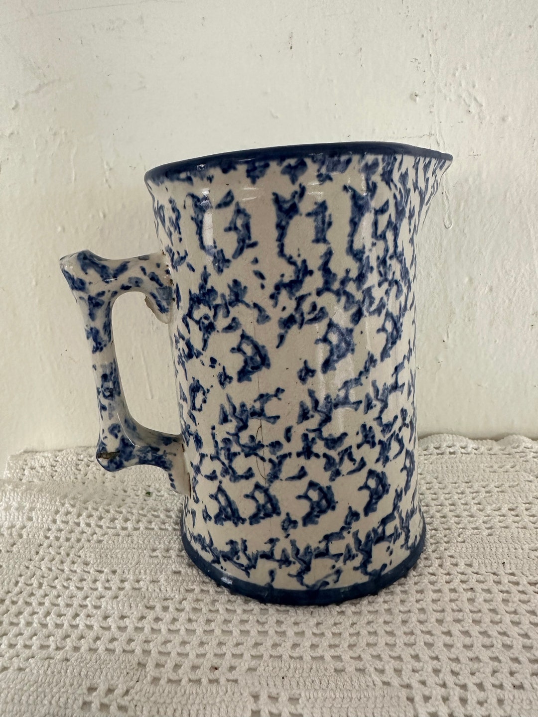 1800s Spongeware Spatterware Pottery Pitcher - Etsy
