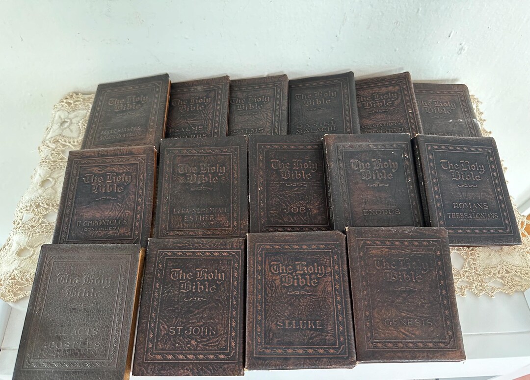 Antique Little Leather Library 1920's the Holy Bible Mini Books - Etsy