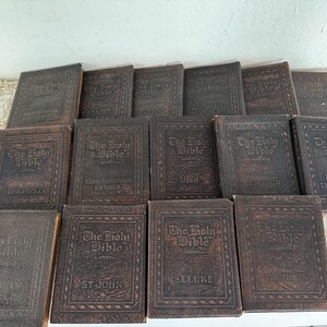 Antique Little Leather Library 1920's the Holy Bible Mini Books - Etsy