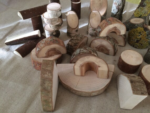 Toys Toys & Games Tree Branch Building Blocks 40 Natural Wood Building ...