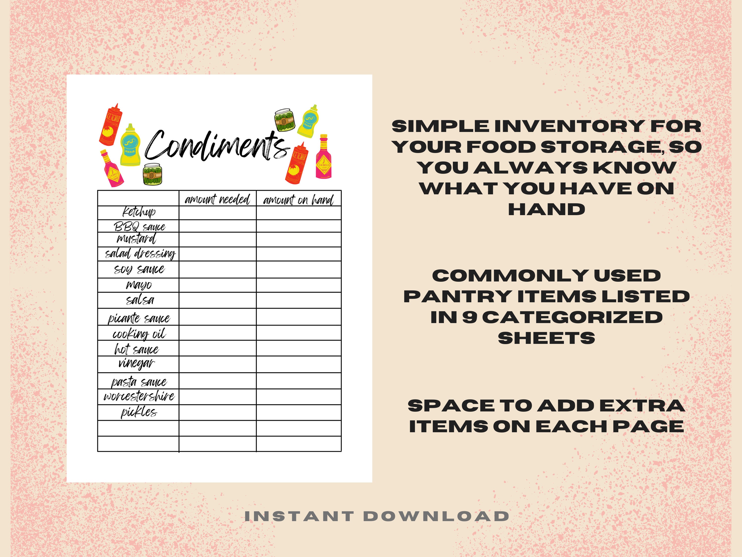 Printable Food Storage Inventory Lists Pantry, Fridge, & Freezer ...