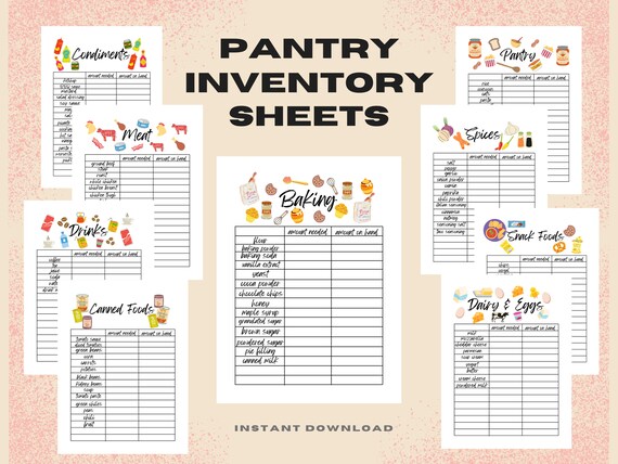 Printable Food Storage Inventory Lists Pantry Fridge & - Etsy