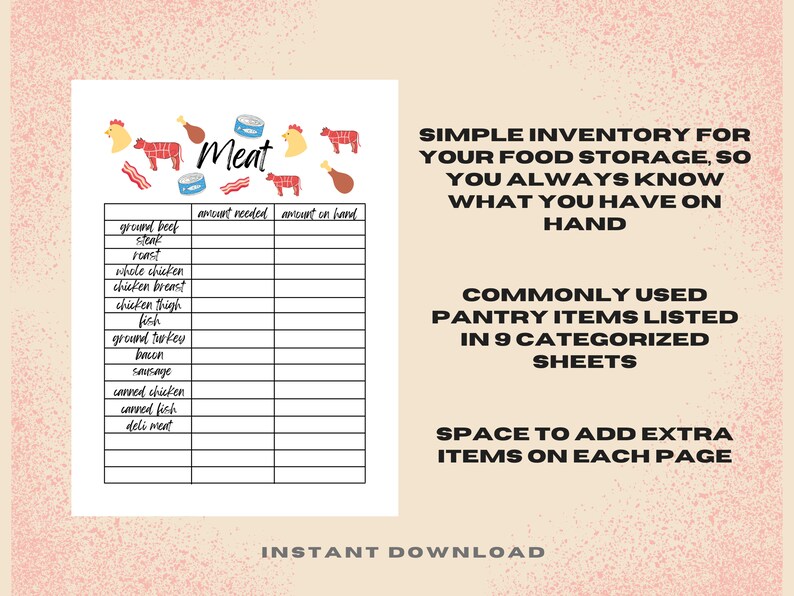 Printable Food Storage Inventory Lists Pantry, Fridge, & Freezer ...