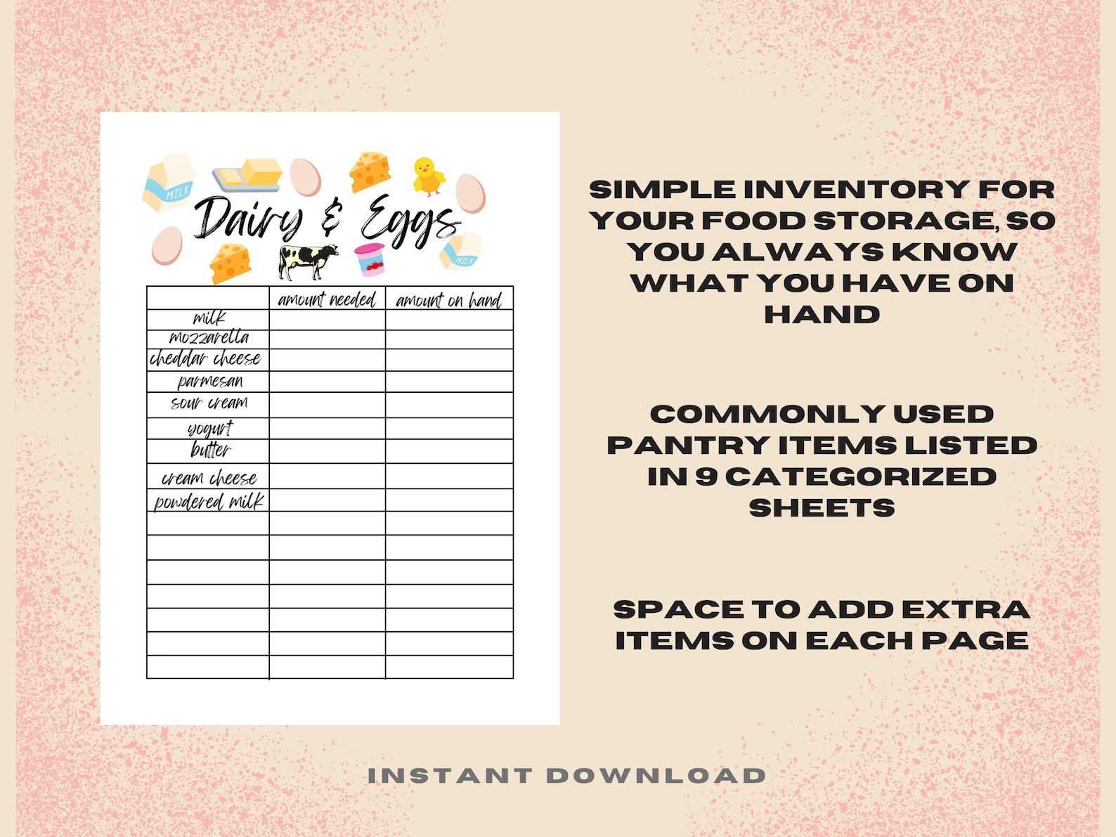 Printable Food Storage Inventory Lists Pantry, Fridge, & Freezer ...