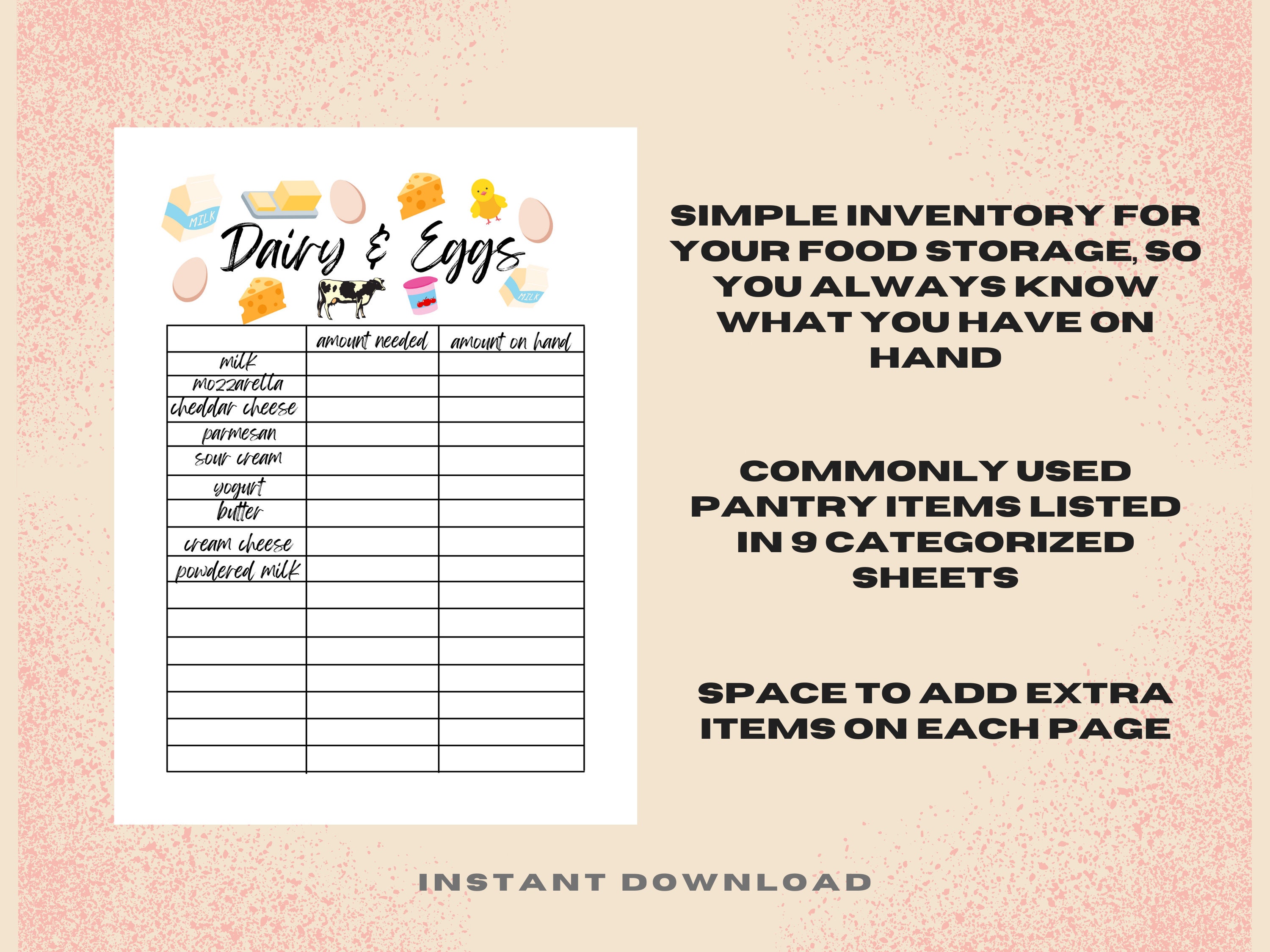 Printable Food Storage Inventory Lists Pantry, Fridge, & Freezer ...