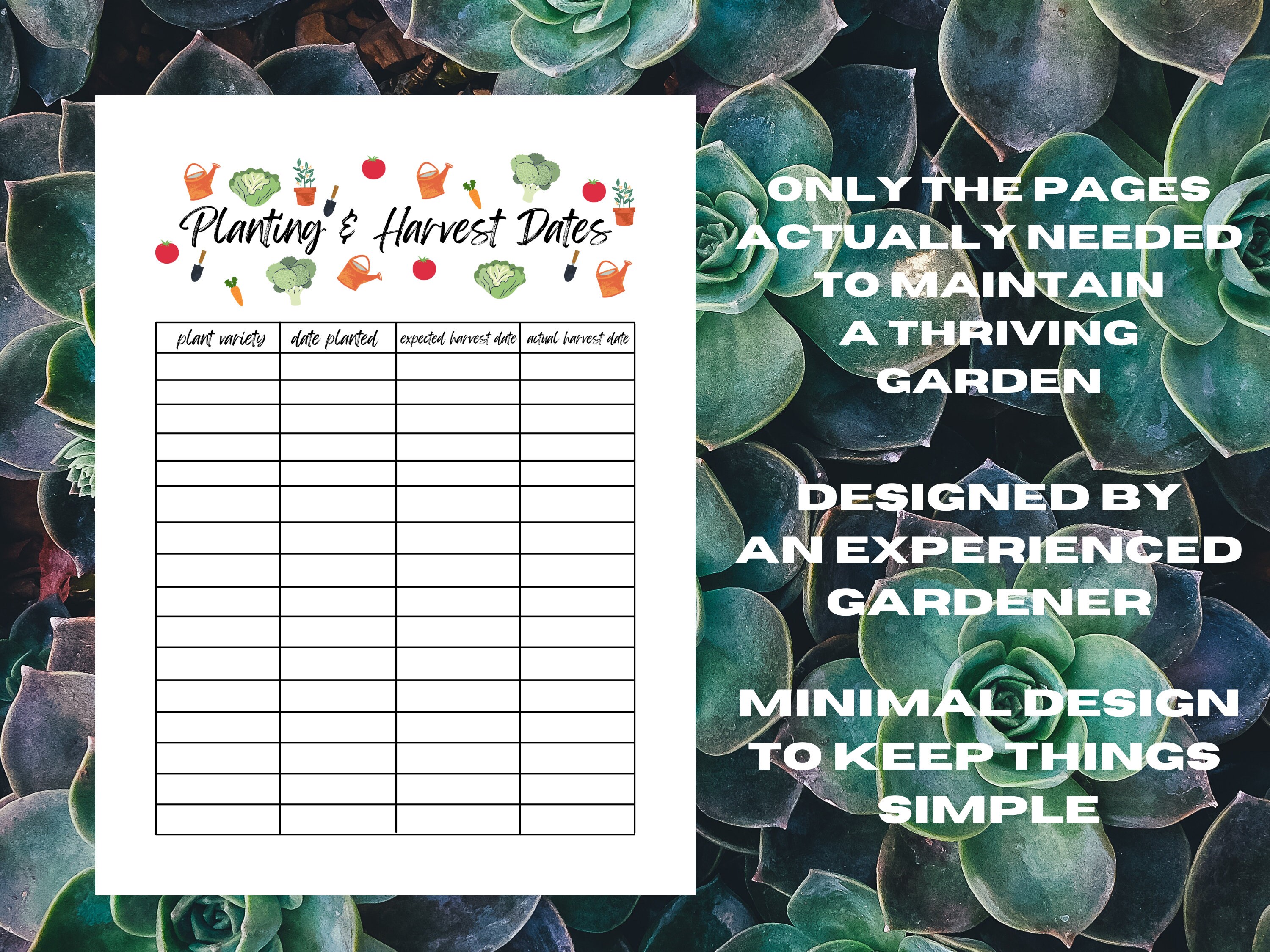 Garden Planting and Harvest Tracker Printable | Garden Planner ...