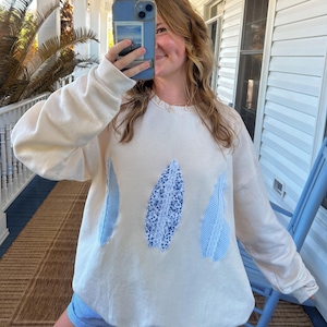 Patchwork Coast Beachy Surfboard Lace Sweatshirt, Nautical Jumper ...