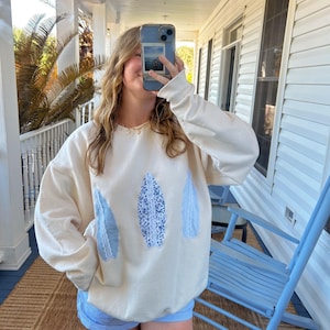 Patchwork Coast Beachy Surfboard Lace Sweatshirt, Nautical Jumper ...