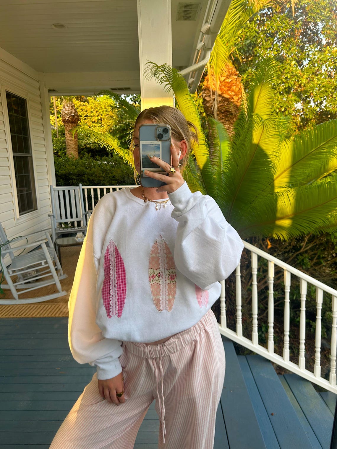 Patchwork Surfboard Sweatshirt, Beachy Coastal Jumper - Etsy