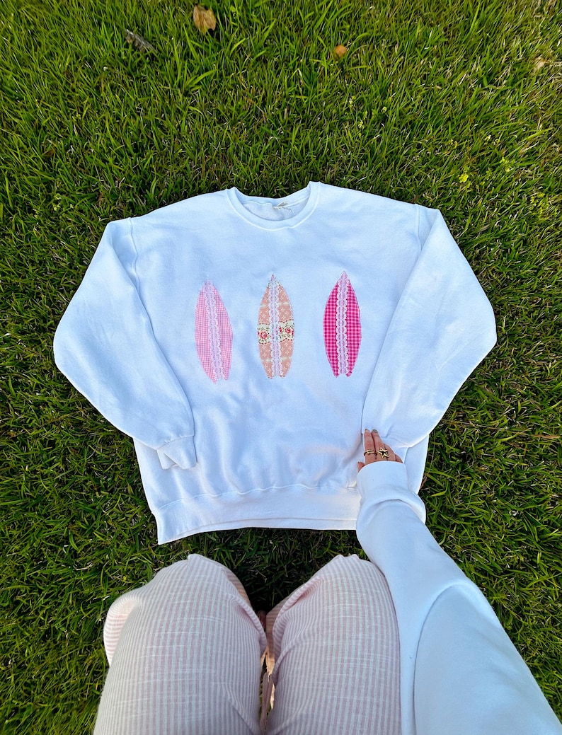 Patchwork Surfboard Sweatshirt, Beachy Coastal Jumper - Etsy