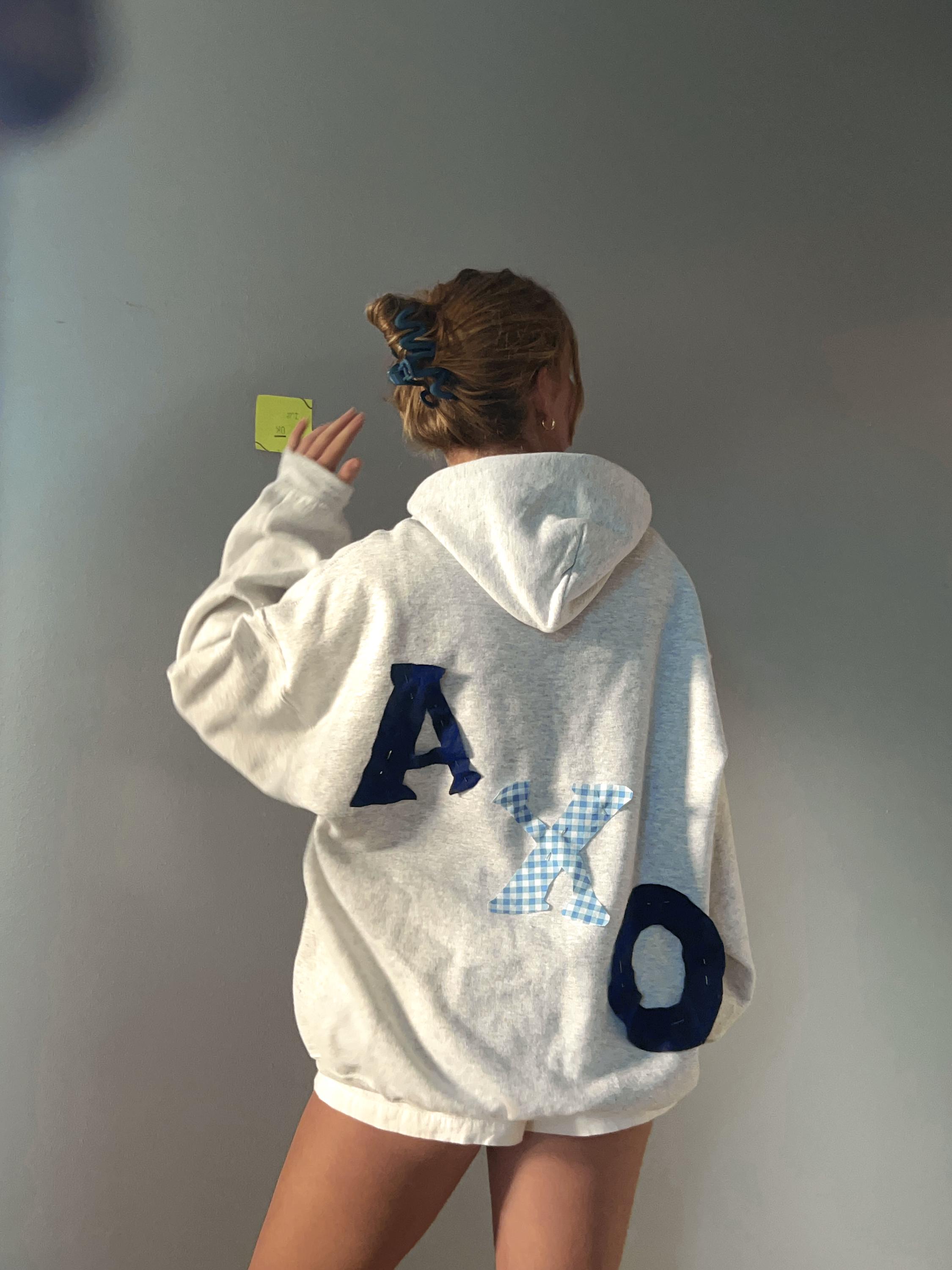 Sweatshirt AXO Sorority Patchwork Hoodie, College Custom Merch, Custom ...