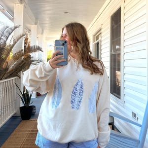 Patchwork Coast Beachy Surfboard Lace Sweatshirt, Nautical Jumper ...