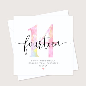 14th Fourteen Personalised Birthday Card, Daughter, Sister ...
