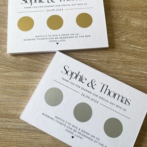 Personalised Wedding Scratch Card, Drink on Us, Wedding Favour, Wedding ...