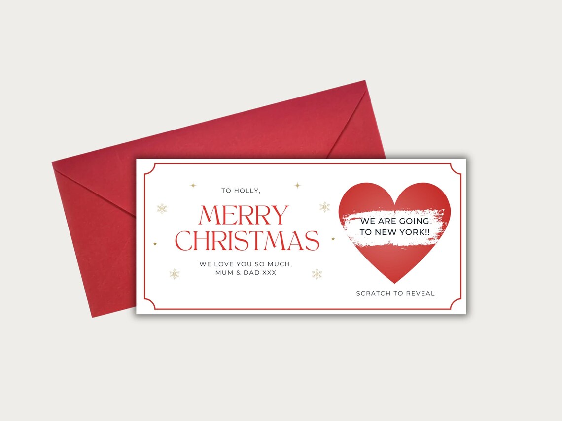 Merry Christmas Scratch Card, Personalised, Scratch to Reveal - Etsy