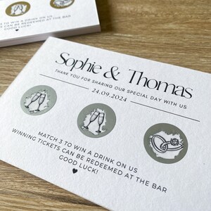 Personalised Wedding Scratch Card, Drink on Us, Wedding Favour, Wedding ...