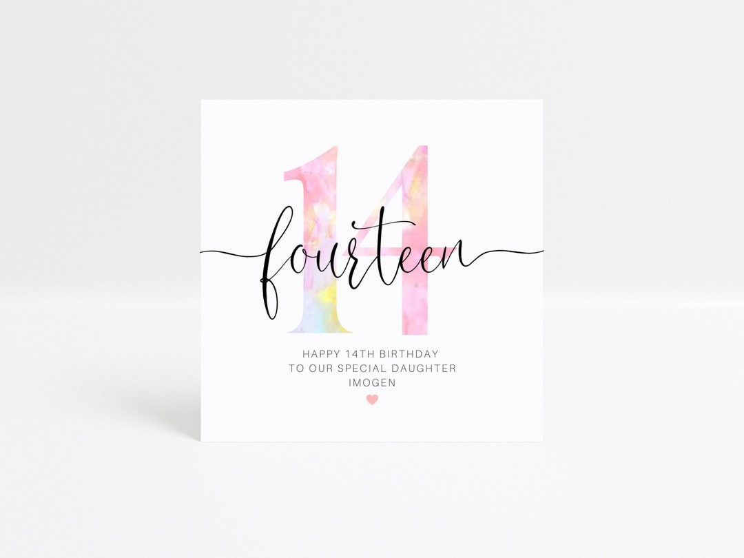 14th Fourteen Personalised Birthday Card, Daughter, Sister ...