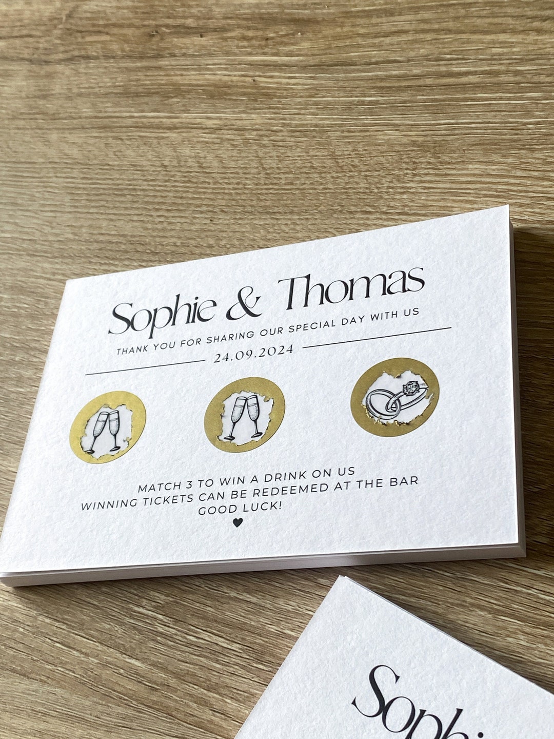 Personalised Wedding Scratch Card, Drink on Us, Wedding Favour, Wedding ...