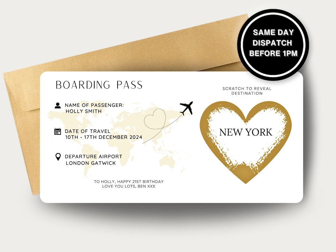 Personalised Boarding Pass Scratch Card - Etsy