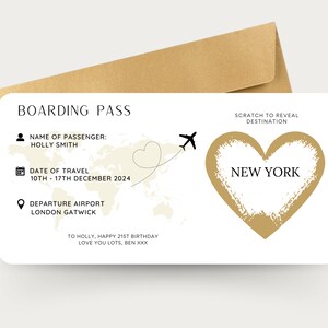 Personalised Boarding Pass Scratch Card, Rounded Edge, Holiday Reveal ...