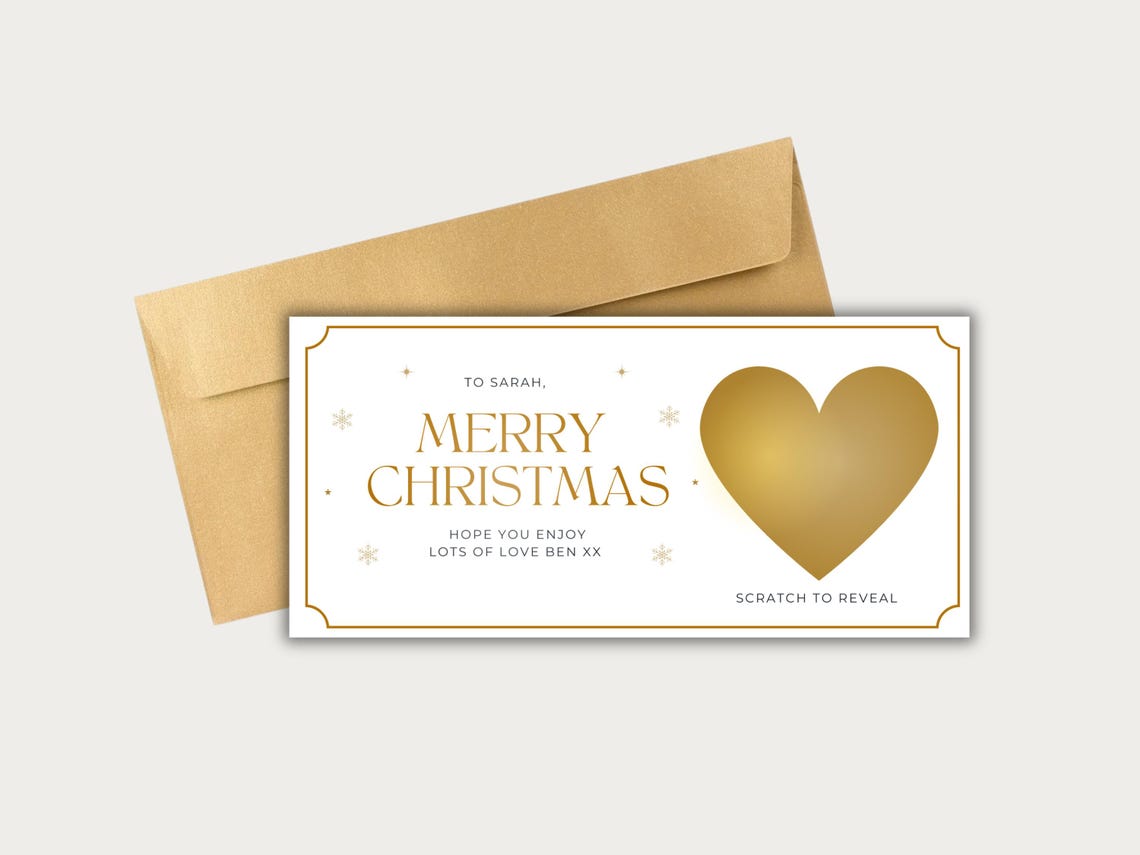 Merry Christmas Scratch Card, Personalised, Scratch to Reveal - Etsy