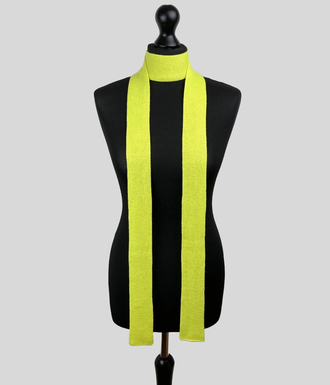 Long Skinny Scarf, 100% Merino Wool, Neon Yellow Knitted Thin Scarf - Etsy