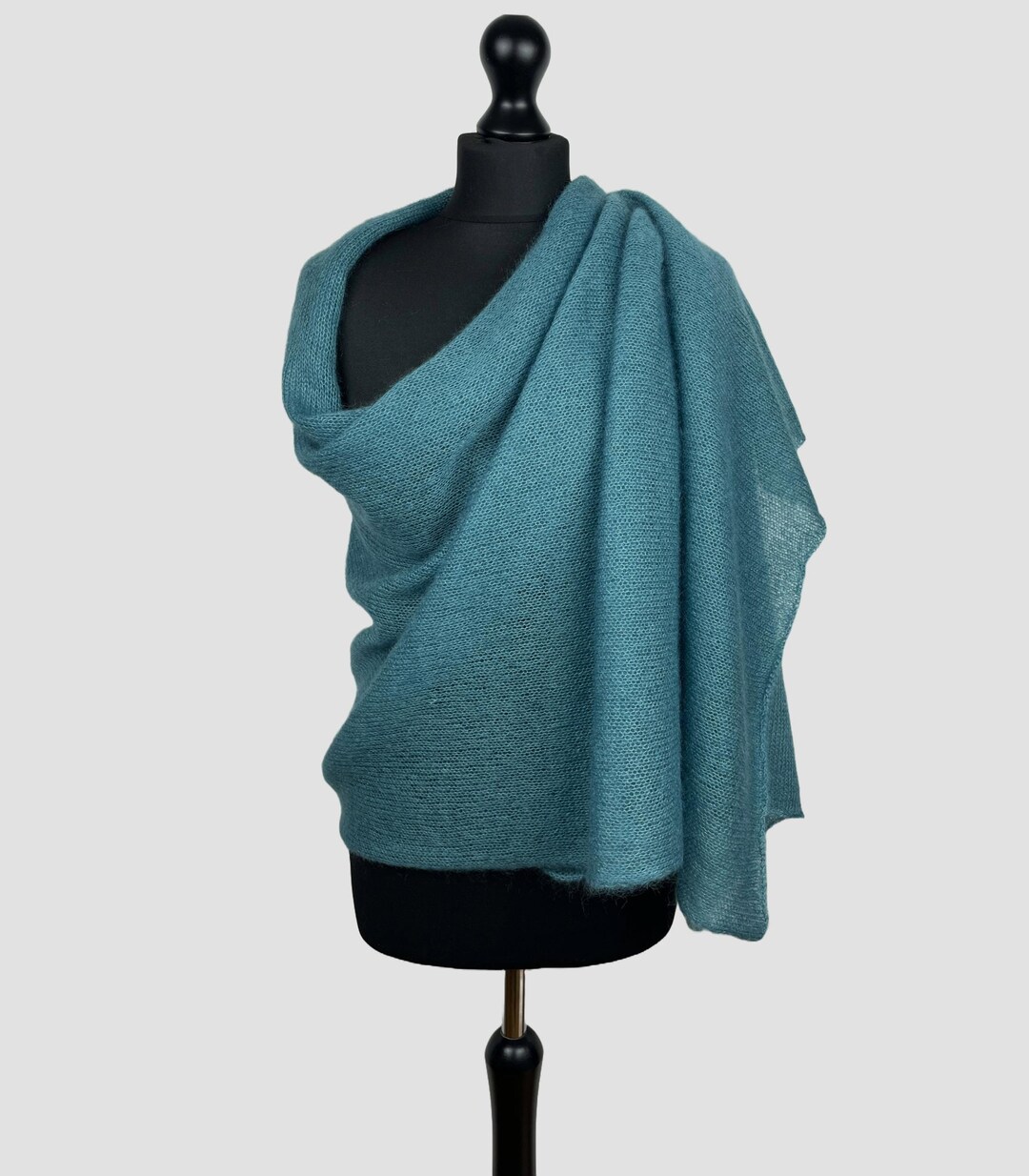 Teal Blue Mohair and Silk Shawl Wrap Scarf, Soft and Lightweight Teal ...