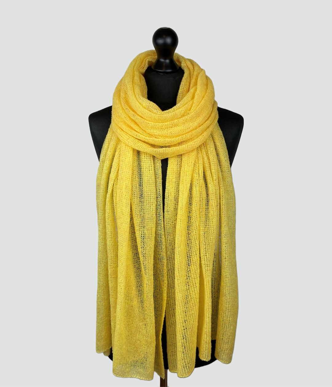 Bright Yellow Scarf Wrap Shawl, Merino Wool, Soft and Lightweight - Etsy
