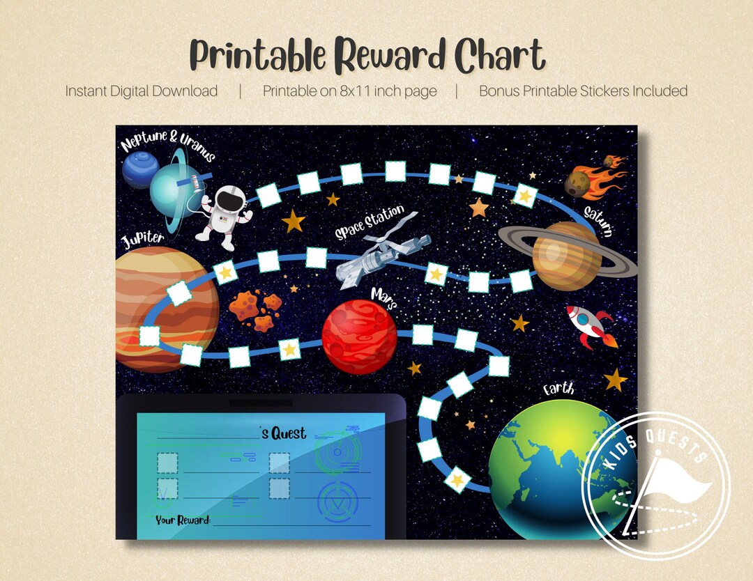 The Astronaut’s Quest | Printable Reward Chart for Kids, Behavior Chart ...