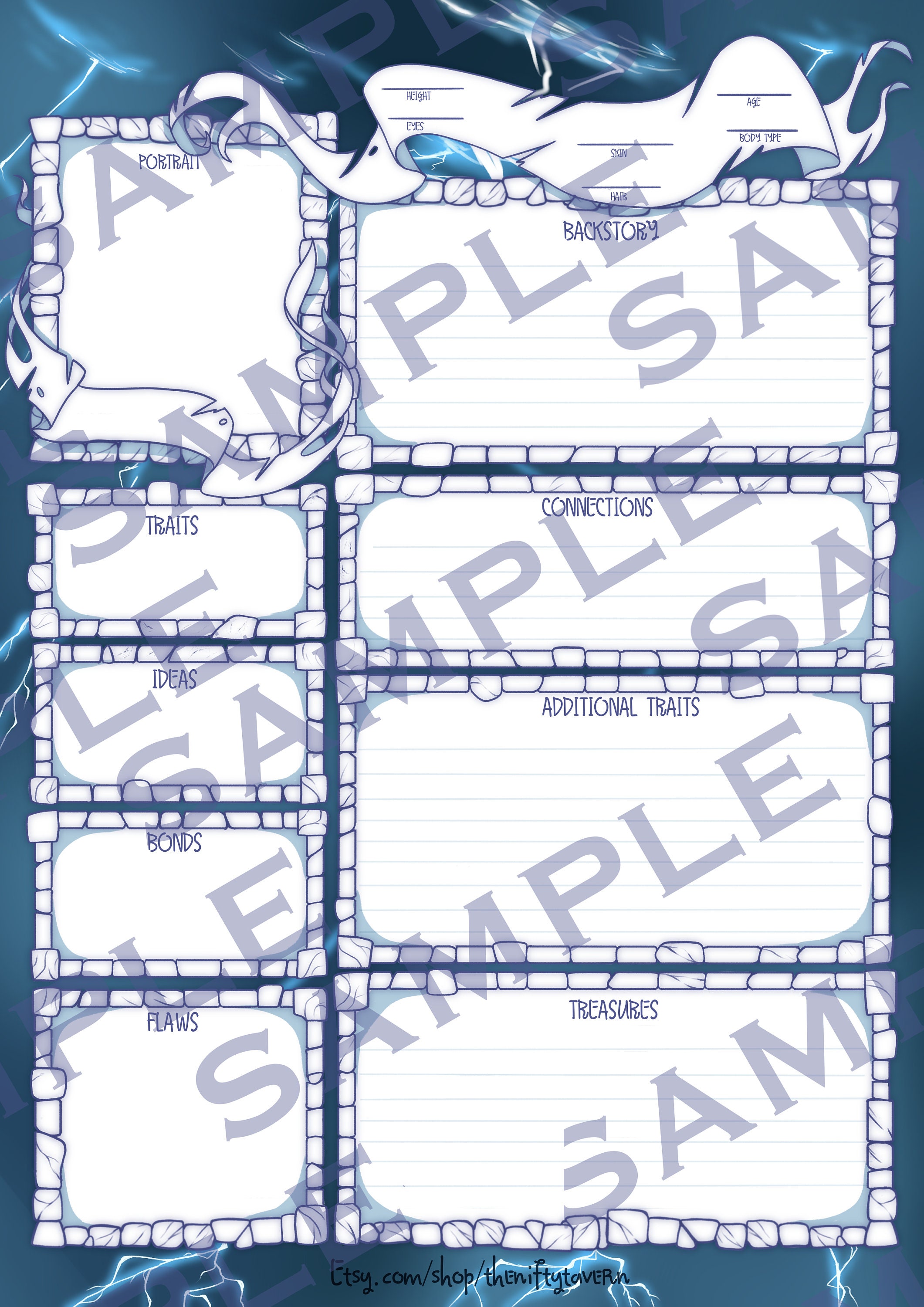 Storm Character Sheet [dnd/dnd5e/ttrpg/rpg] Printable - Etsy