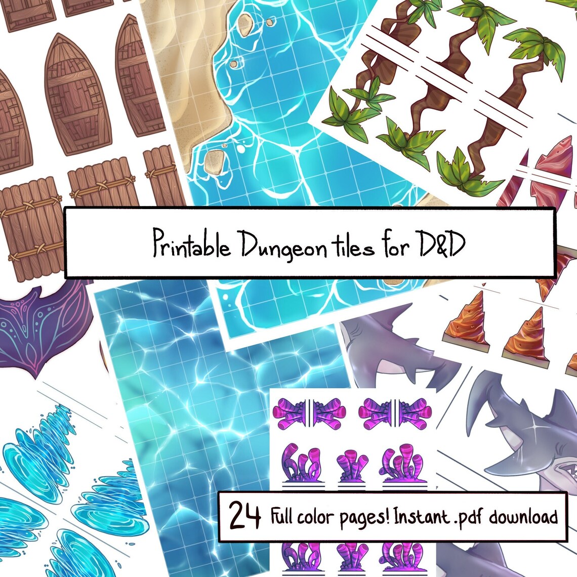 Sea Themed Tiles and Maps dnd/dnd5e/ttrpg Printable - Etsy