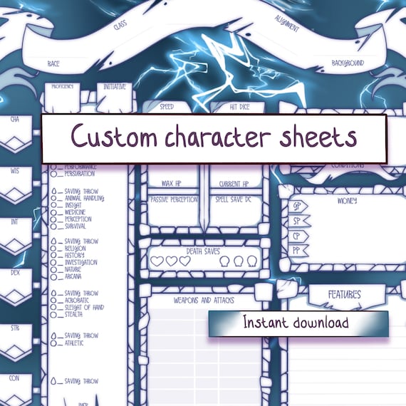 Storm Character Sheet dnd/dnd5e/ttrpg/rpg Printable - Etsy