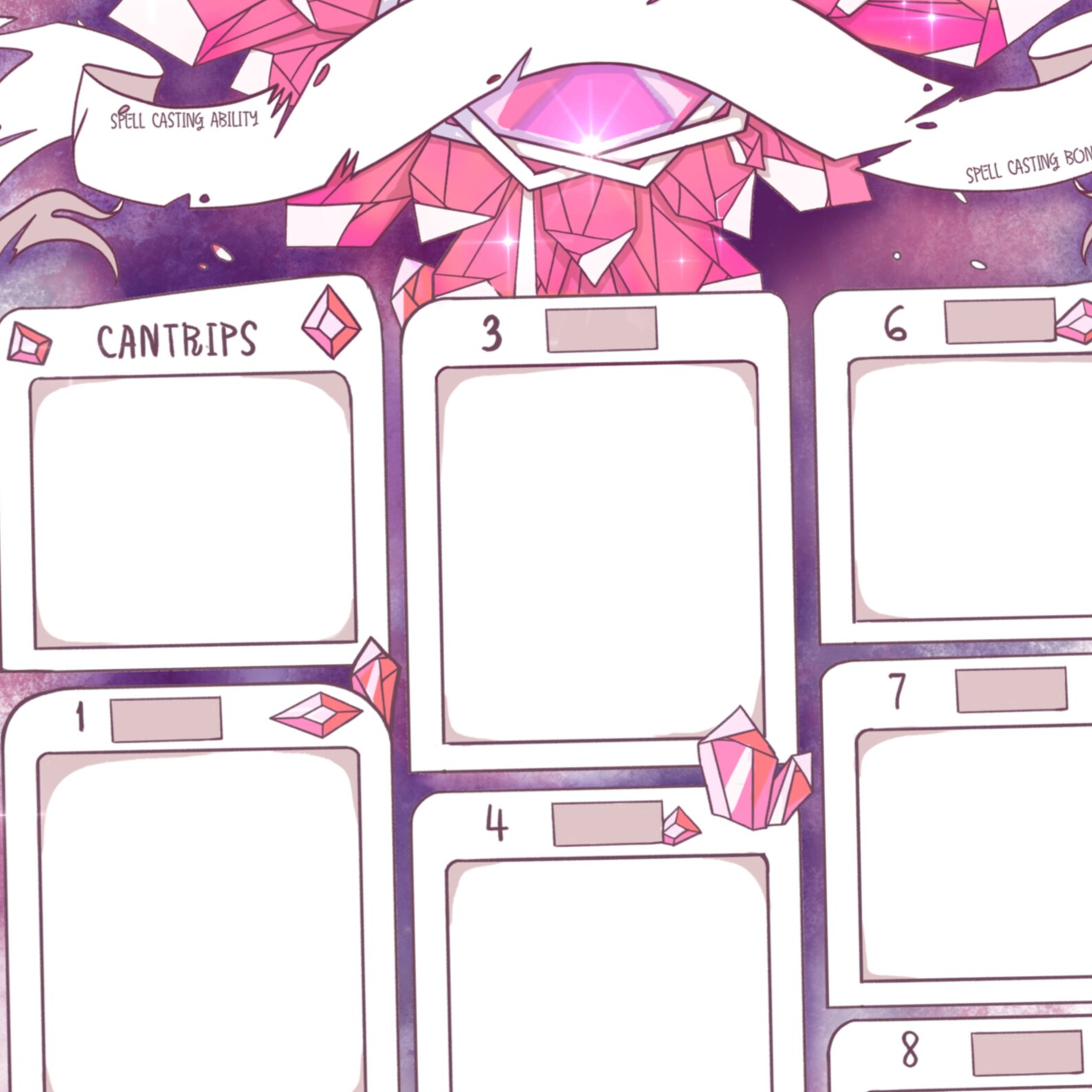 Printable Crystal Character Sheet rpg/ DND/ TTRPG - Etsy