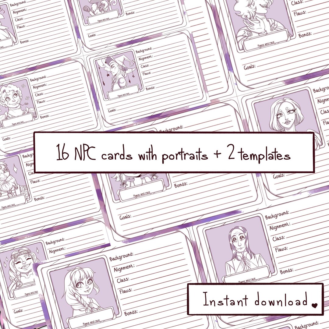 Npc Templates for Dnd and Tabletop Games - Etsy