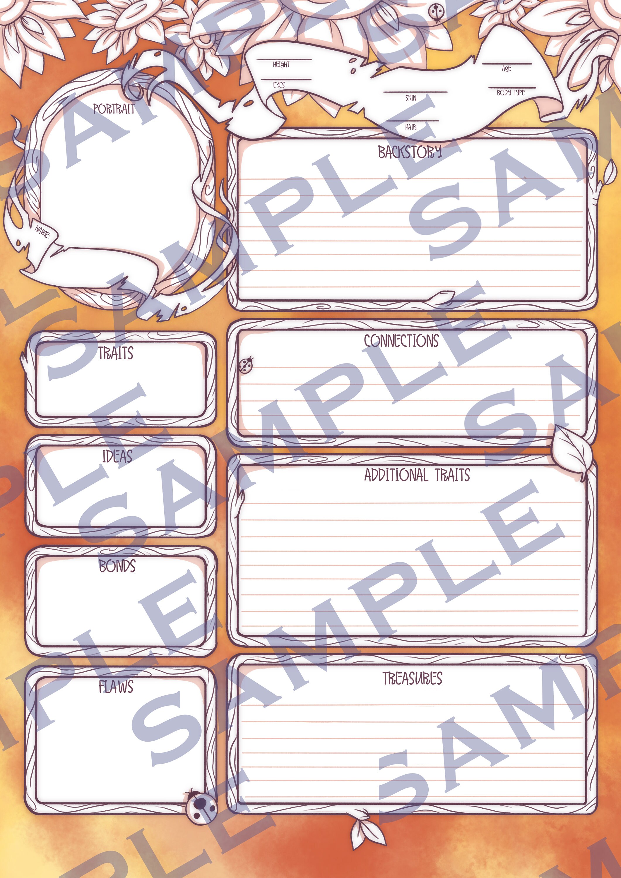 Printable Summer Character Sheet Dnd/ TTRPG/ 5e - Etsy