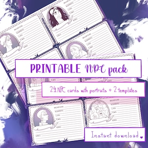 Printable Pdf NPC Cards and Templates [dnd/ TTRPG/ RP] - Etsy