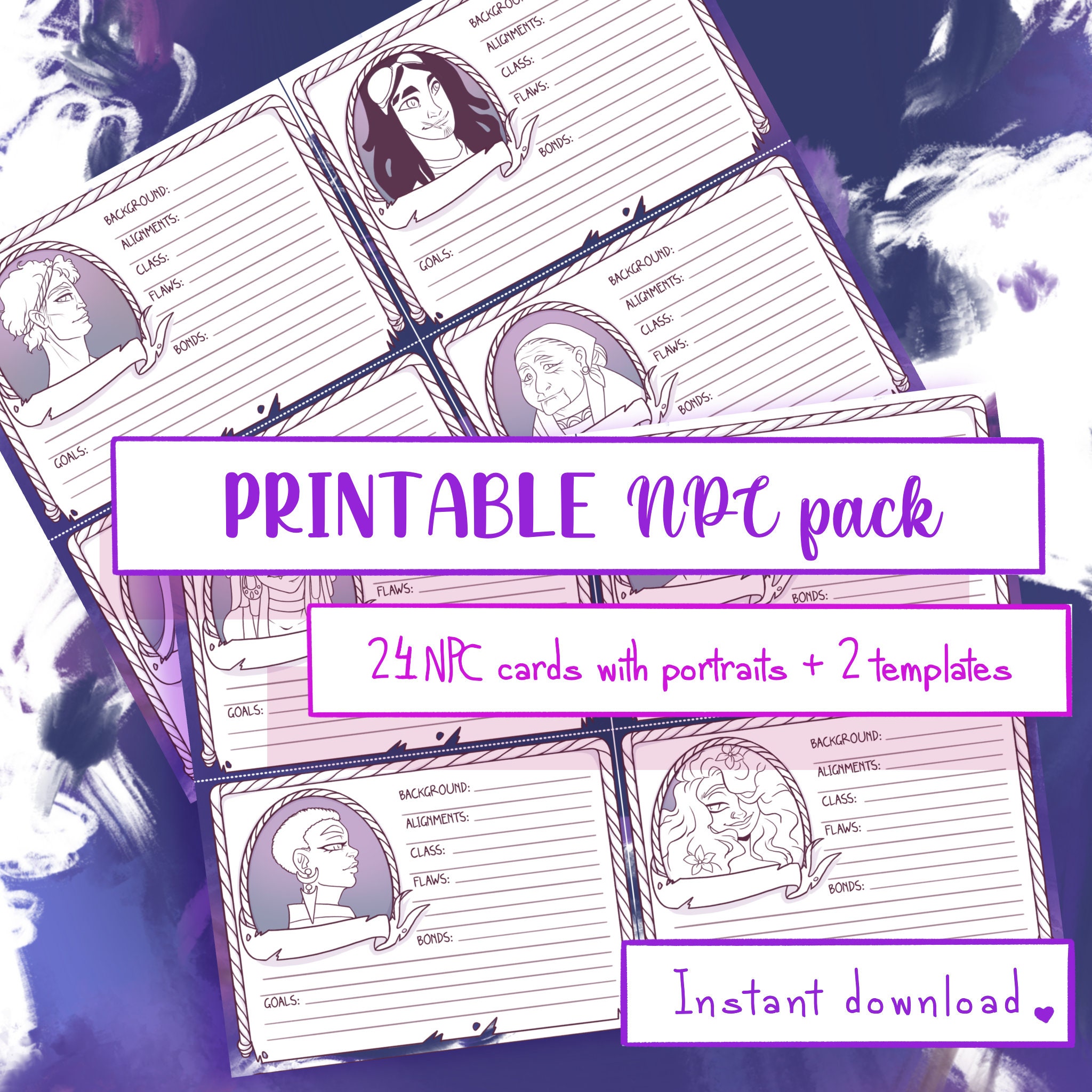Printable Pdf NPC Cards and Templates [dnd/ TTRPG/ RP] - Etsy