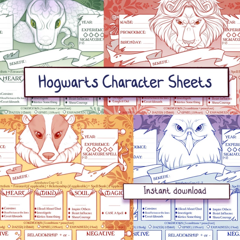 Hogwarts Character Sheets dnd/ 5e/ Rpg/ Ttrpg - Etsy