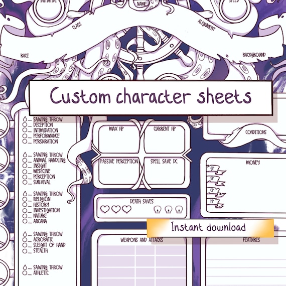 Character Sheet For Dnd 5e: Digital Printable PDF File For, 46% OFF