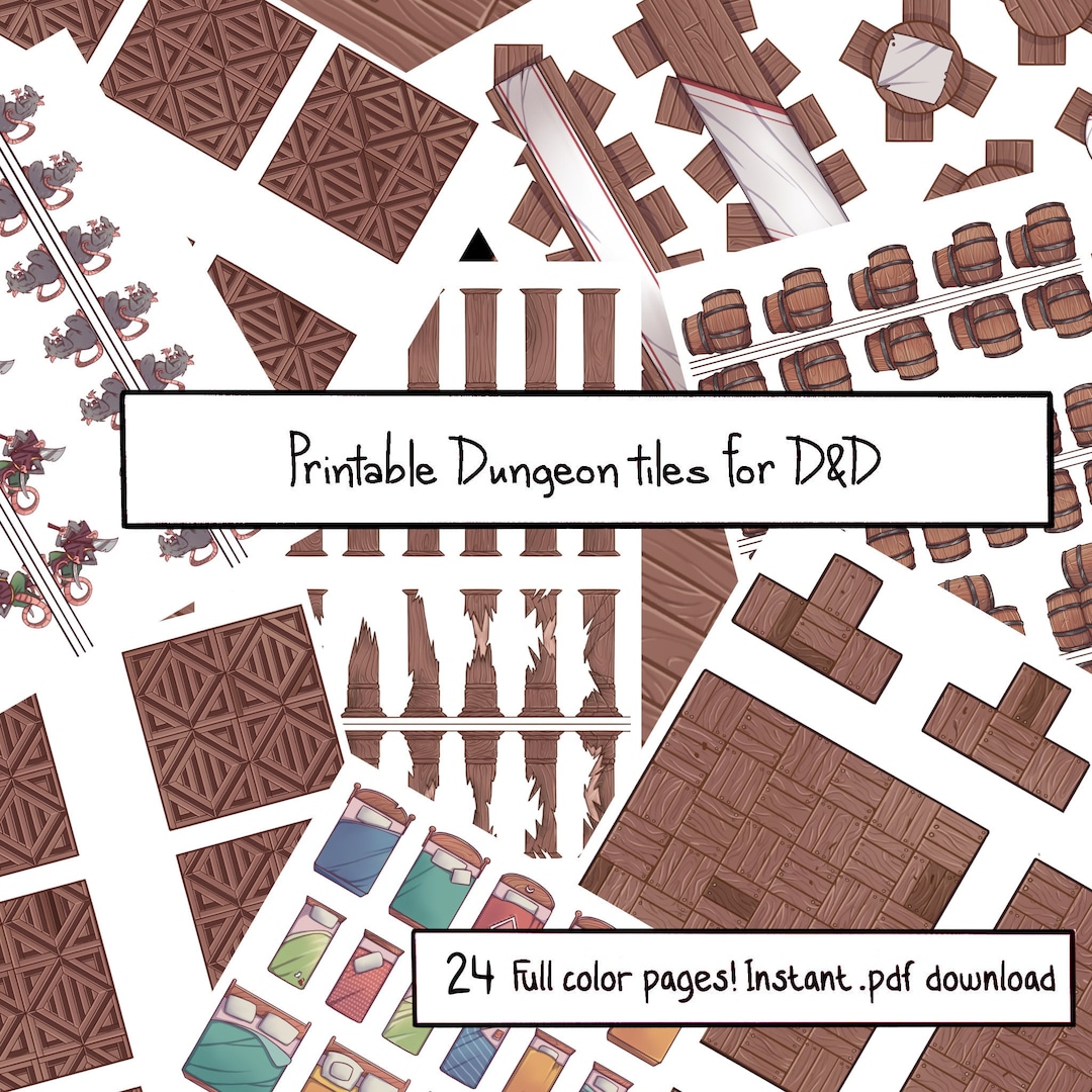 Printable Wooden Dungeon Tiles Set [dnd/ttrpg/ Rpg/ Pathfinder] Instant ...