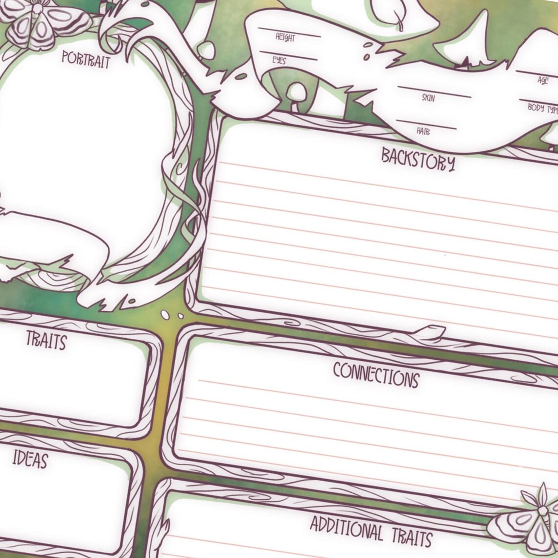 Printable Mushroom Character Sheet [dnd/ Rpg/ Ttrpg] Instant Download ...