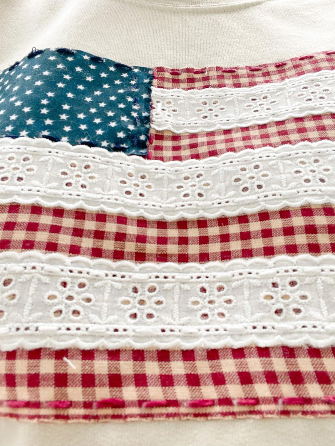 USA American Flag Applique Sweatshirt, Fourth of July Patchwork ...