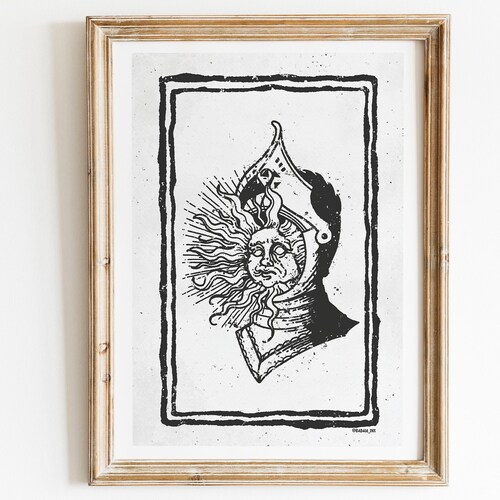 Sun Knight Medieval Etching Style Art Print A5 - Etsy