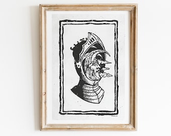 Sun Knight Medieval Etching Style Art Print A5 | Etsy
